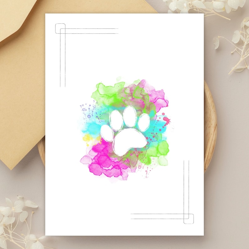 Paw Print, Pet Loss, Sympathy Card, Printable Card (instant Download ...