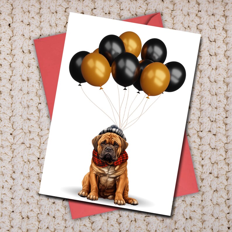 Bull Mastiff, Dog Lover, Printable Birthday Card (instant Download) 5 ...