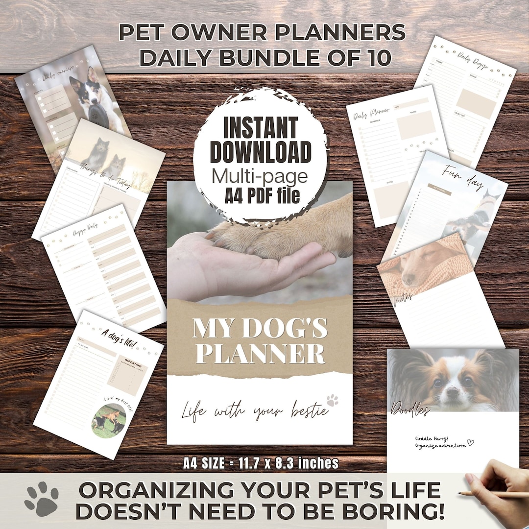 Dog Owner Daily Planner Pet Care Guide New Puppy Planner Printable Dog ...