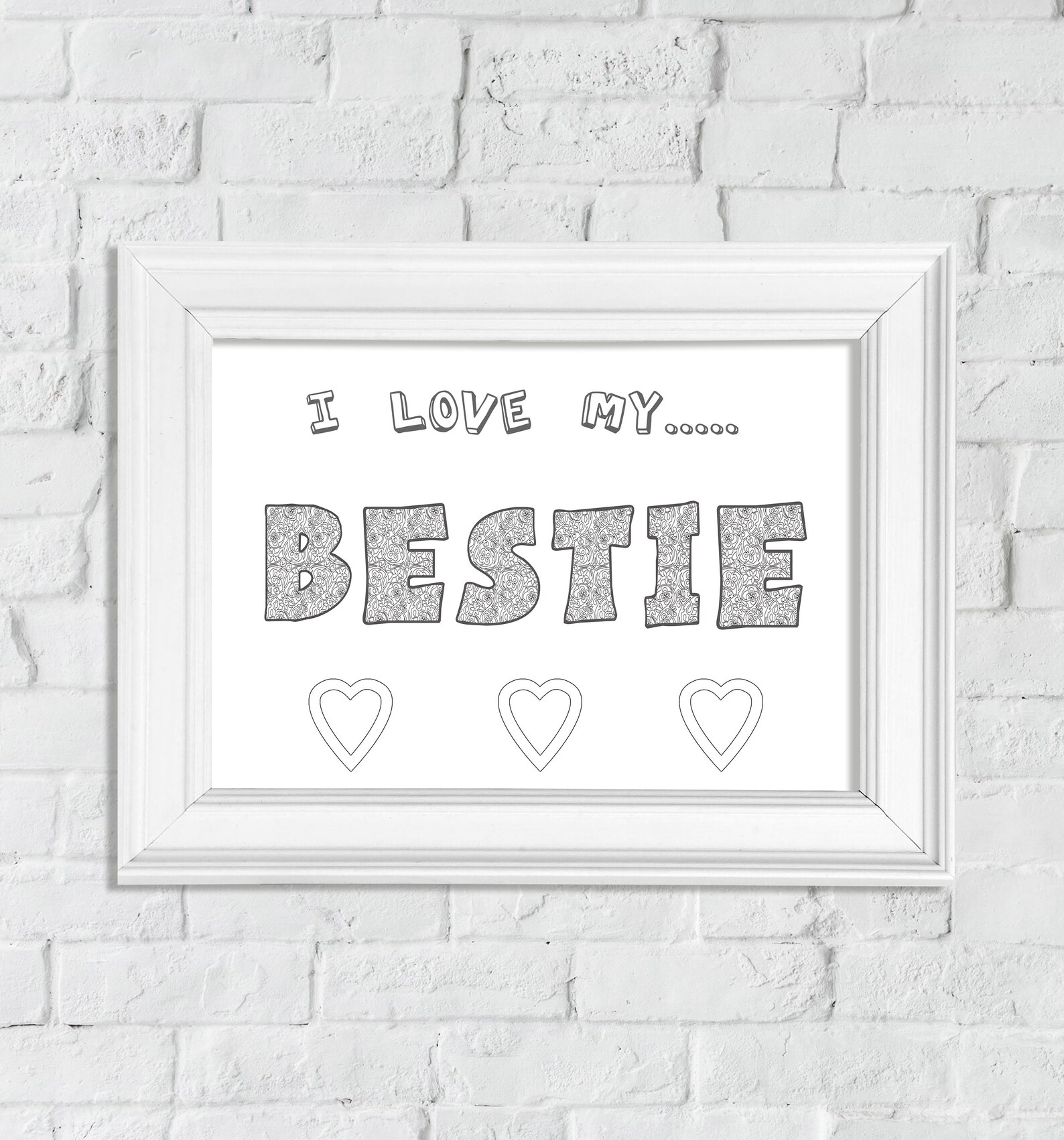 Coloring page I love my bestie Printable wall Art Print at | Etsy