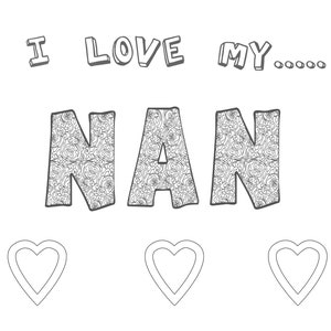 FREE Coloring page I love my Nan Printable wall Art Print | Etsy