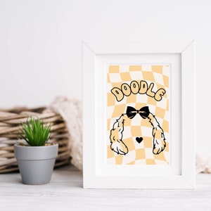Doodle Mama Dog Ear Line Art Yellow Checkerboard Doodle Ears Yellow ...
