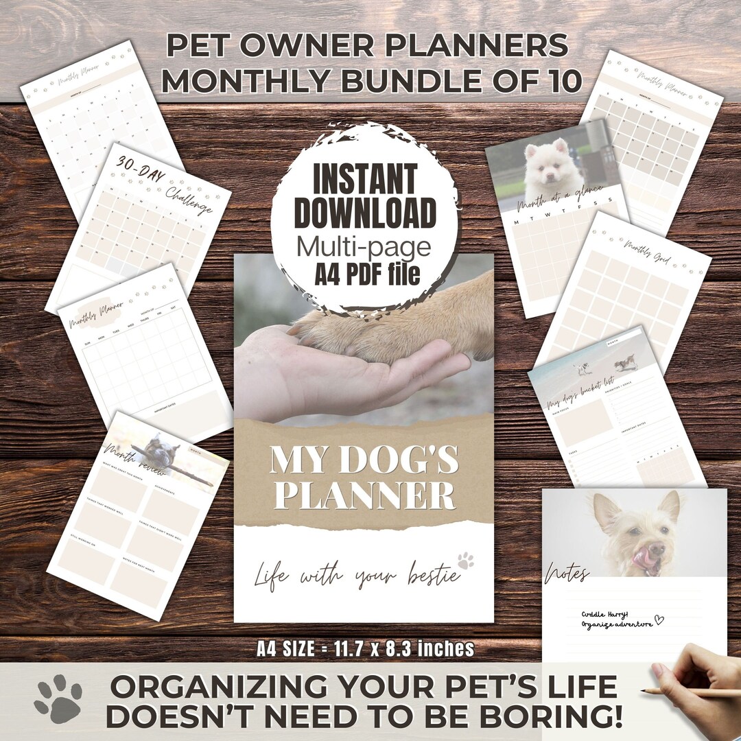 Dog Owner Monthly Planner Pet Care Guide New Puppy Planner Printable ...