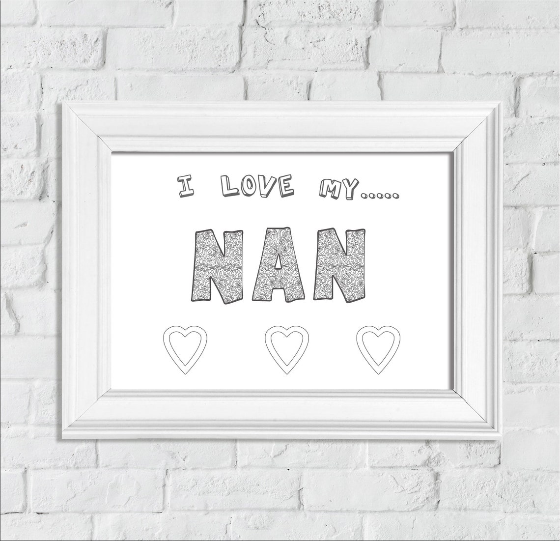 FREE Coloring page I love my Nan Printable wall Art Print | Etsy