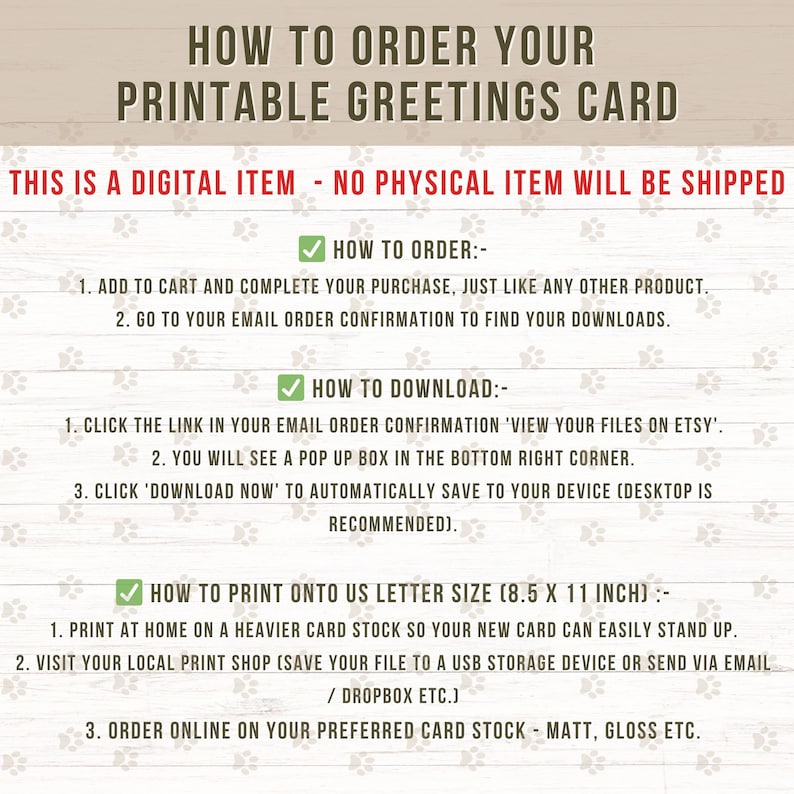 Pet Loss, Sympathy Card: Paw Print, Pet Memorial (instant Download) - Etsy