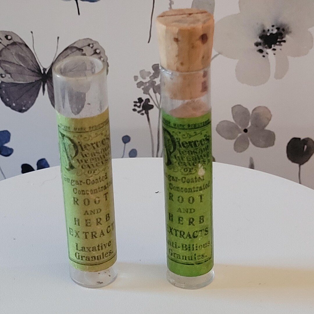 2 Vintage 1908 PIERCE'S Pleasant Purealive Pellets Root & Herb #1 Vials - Etsy