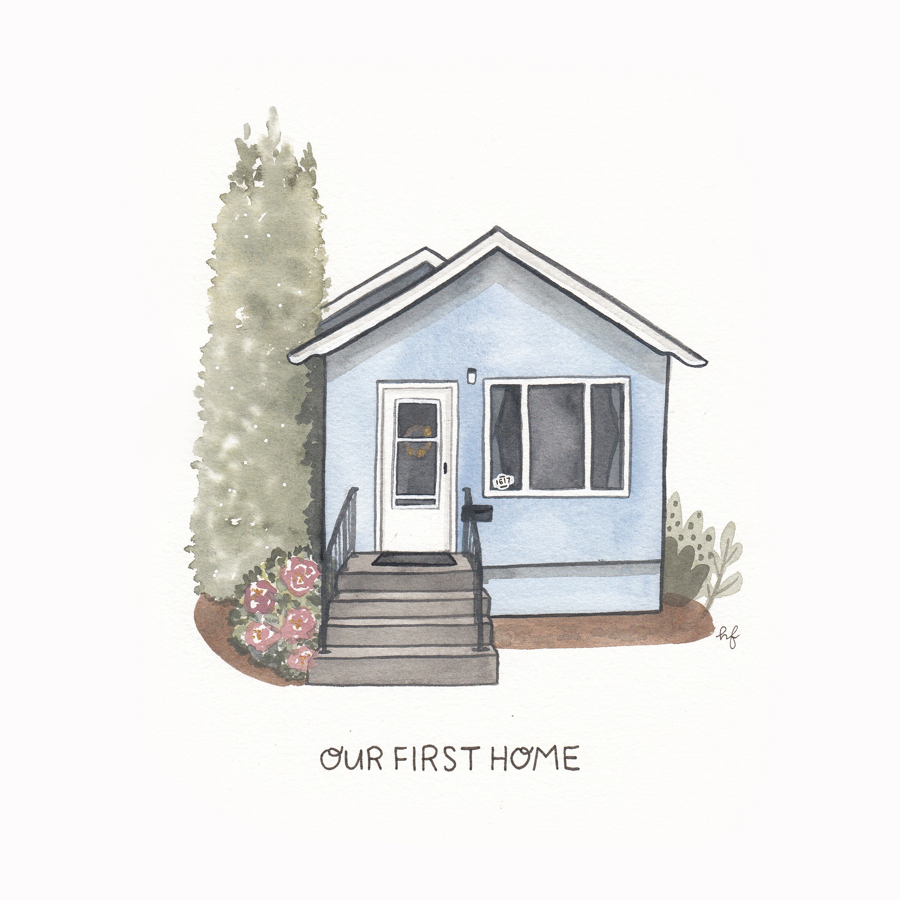 Watercolor Painting personalised house drawing house portrait Custom ...