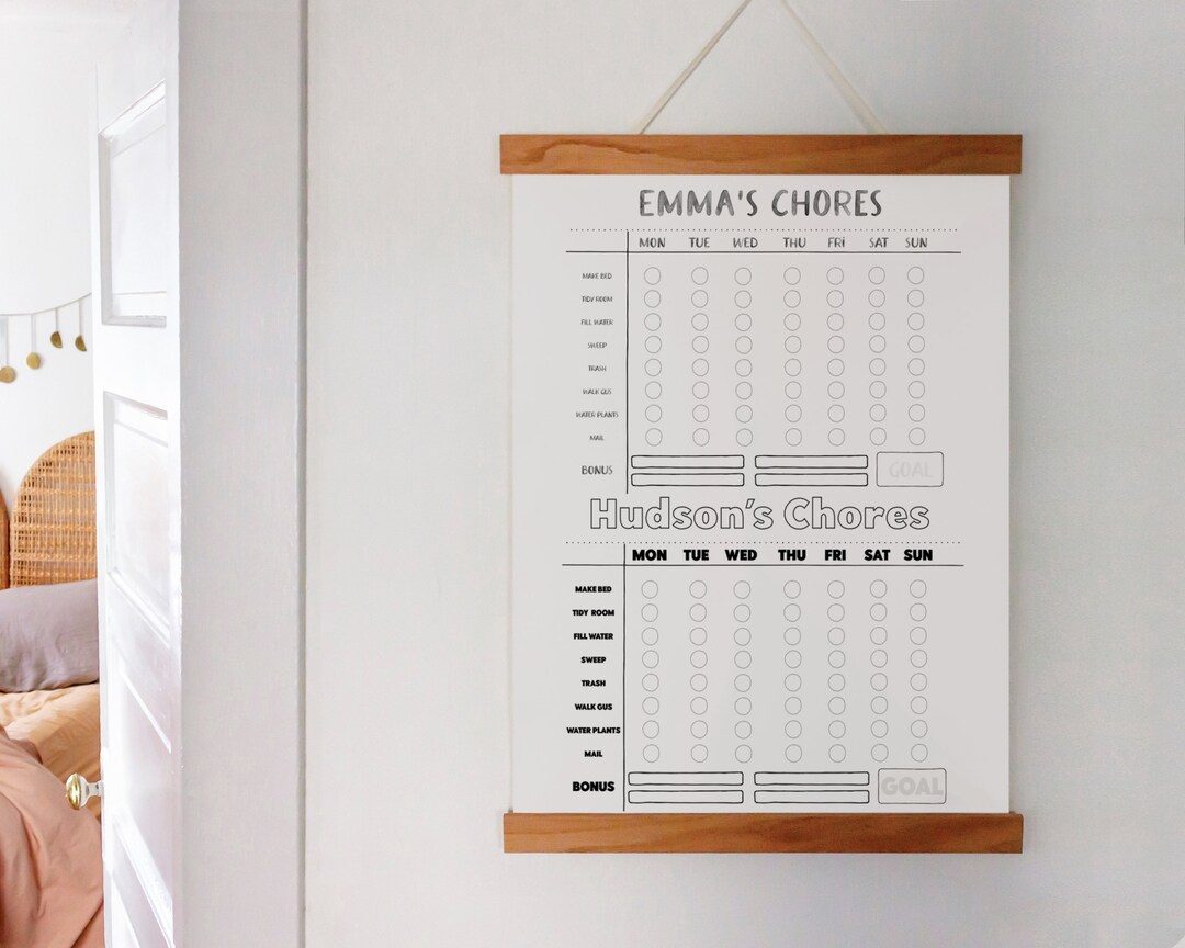 Personalized Chore Chart INSTANT DOWNLOAD Customizable Children's Chore ...