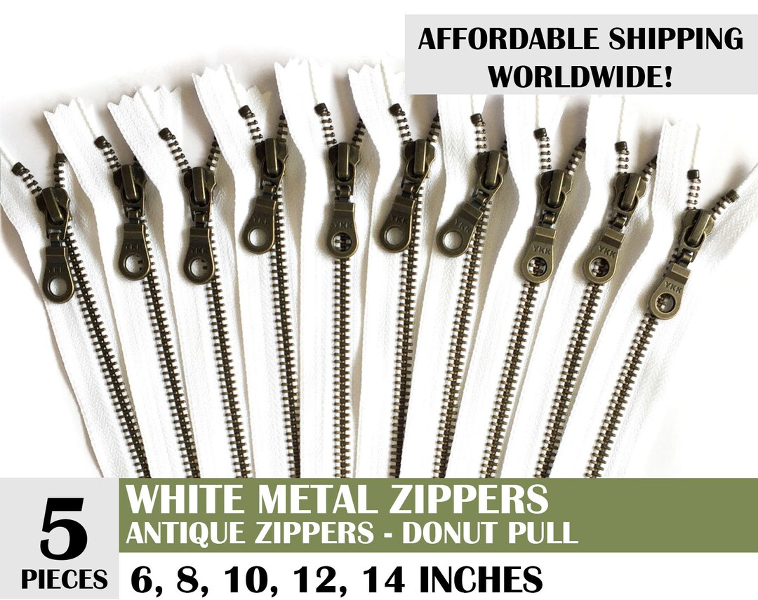 Ykk Donut Pull Antique Zipper, Antique Metal Zipper, White Zipper ...