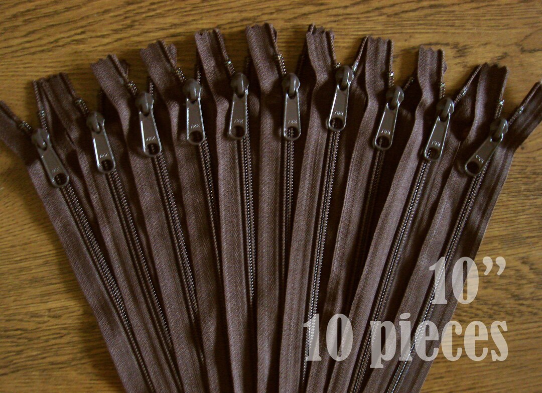 Dark Brown Zippers, Handbag Zippers, Purse Zippers, Ykk Zippers, 10 ...