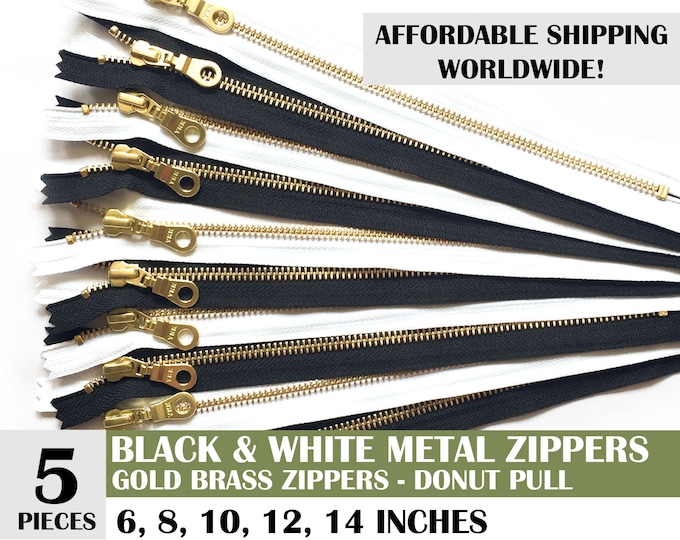 YKK Brass Gold Metal Donut Pull Zippers 5 Pieces 010 Khaki Brown Available in 4,5,6,7,8,9,10,11 ...
