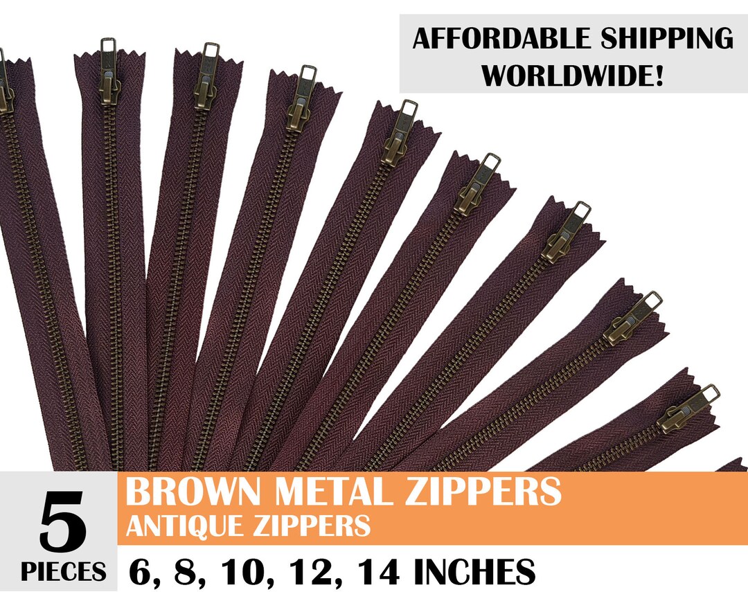 Antique Ykk Dark Brown Metal Zipper, Jean Zippers, Metal Zippers, Dark ...