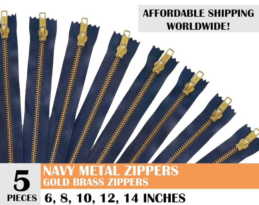 Navy Blue Ykk Zipper,metal Zippers, Navyblue Zippers, Jean Zippers, Set ...