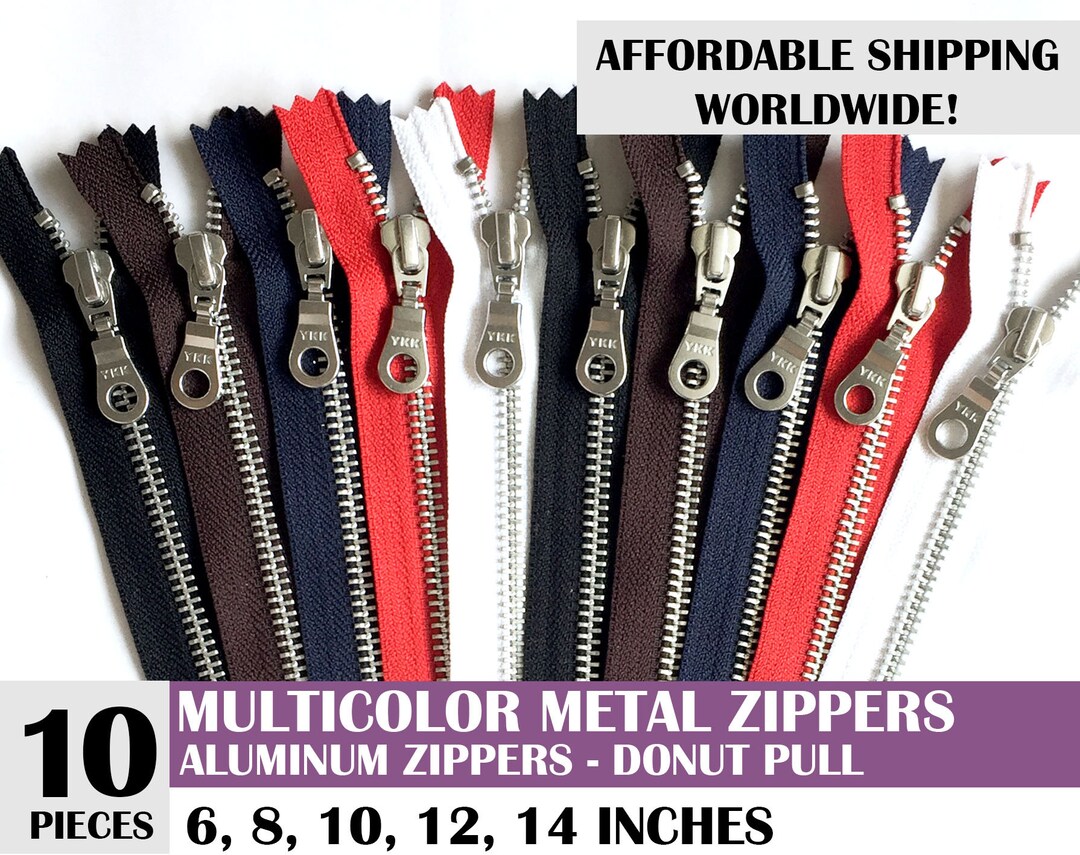 Aluminum Silver Zipper, Donut Pull Zipper, Ykk Metal Zippers, Mixed Set ...