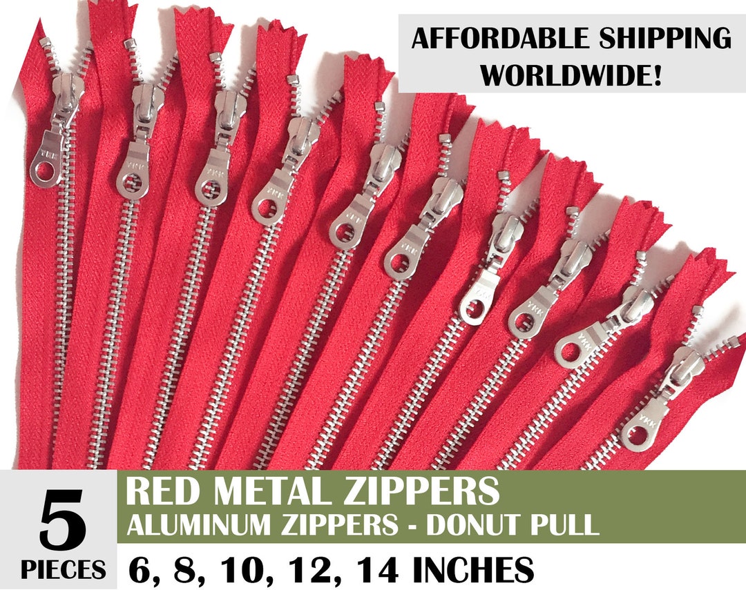 Ykk Red Donut Pull Zipper, Aluminum Zippers, Donut Pull Zippers, Red ...