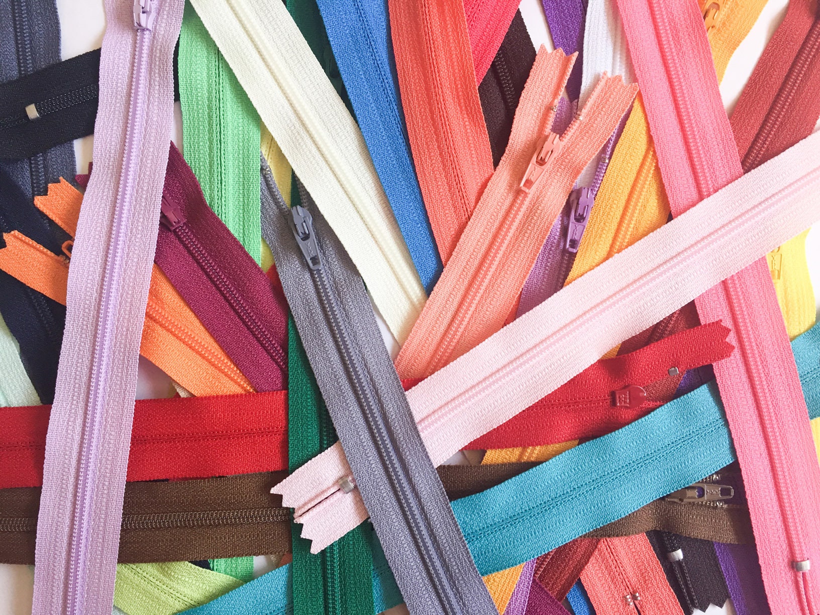 YKK Zippers, Bulk Zippers, Mixed Colors, Nylon Coil, Closed End ...