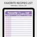 Favorite Recipes List Printable Kitchen Organizing Printables, Fillable ...