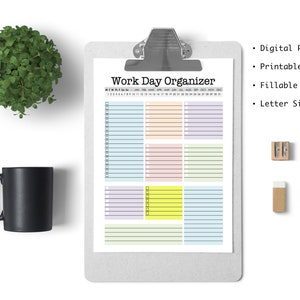 Blank Work Day Organizer - Diy Planner Page, Work Planner, Printable ...