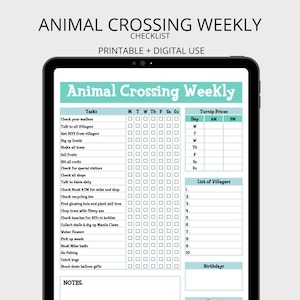 Animal Crossing New Horizons Weekly Checklist - to Dos - Animal ...