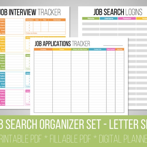 Job Search Organizer Set Job Search Tracker Interview - Etsy