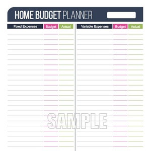 Home Budget Planner Worksheet Fillable Personal Finance Organizing ...