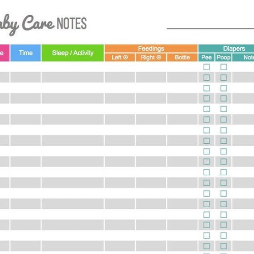 Baby Care Notes Fillable Breastfeeding Tracker Diaper - Etsy