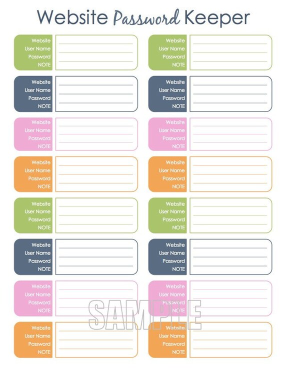 Website Password Keeper Website Login Information Online | Etsy