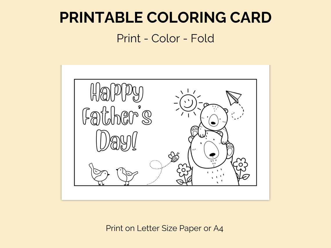 Printable Coloring Father's Day Card - DIY Father's Day Greeting Card ...