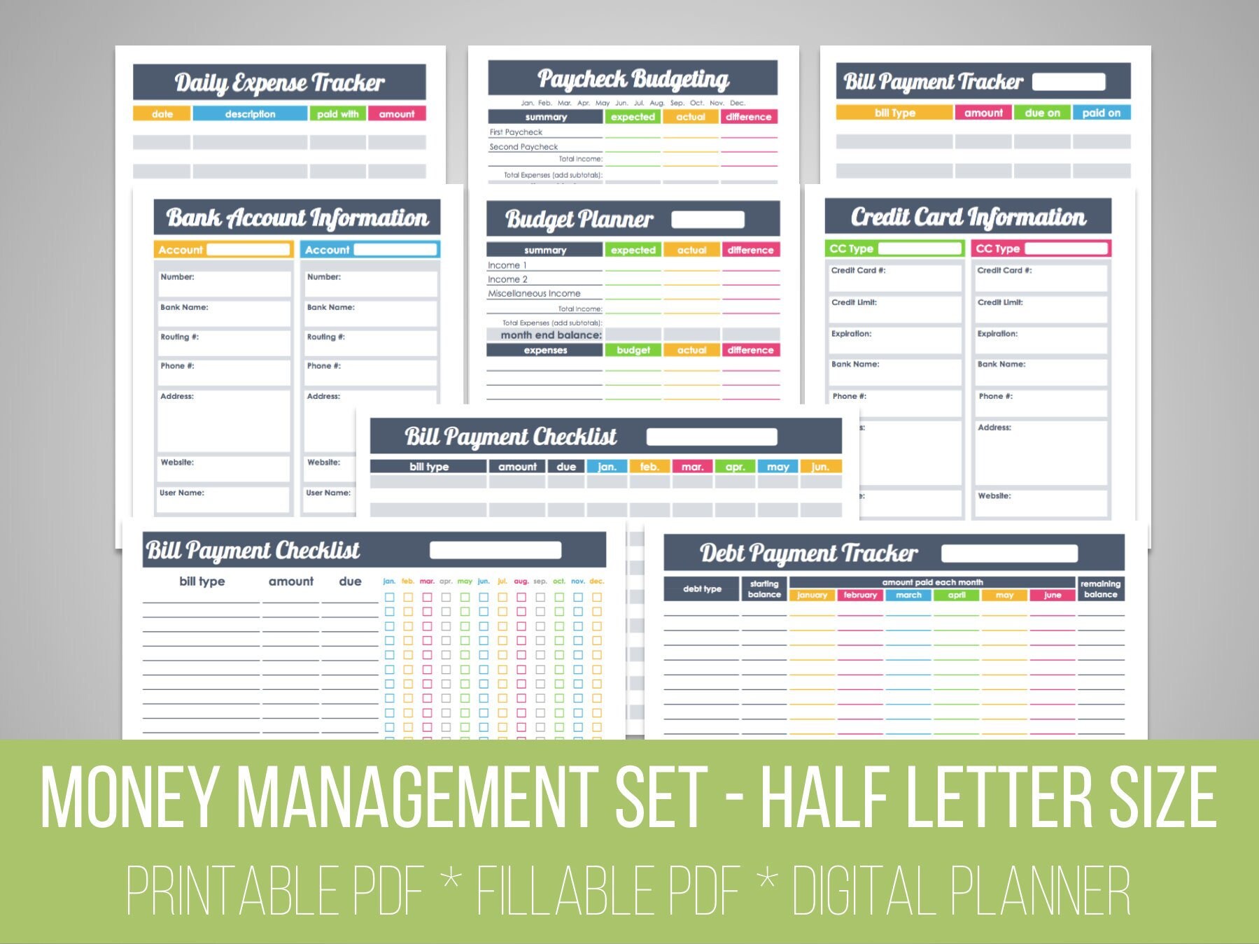 Mini Money Management Set Fillable Half Letter Size - Etsy