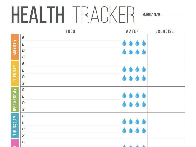 Weekly Health Tracker Printable Food Tracker Weight | Etsy