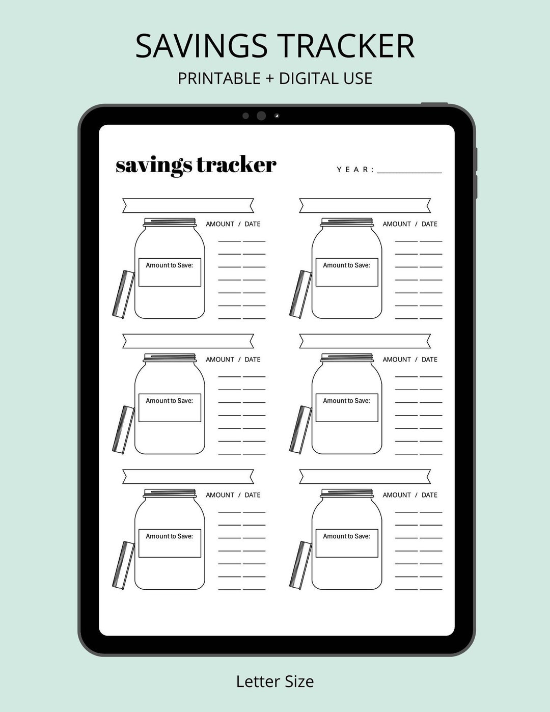 Savings Tracker Mason Jar Printable PDF, Savings Log, Monthly Savings ...