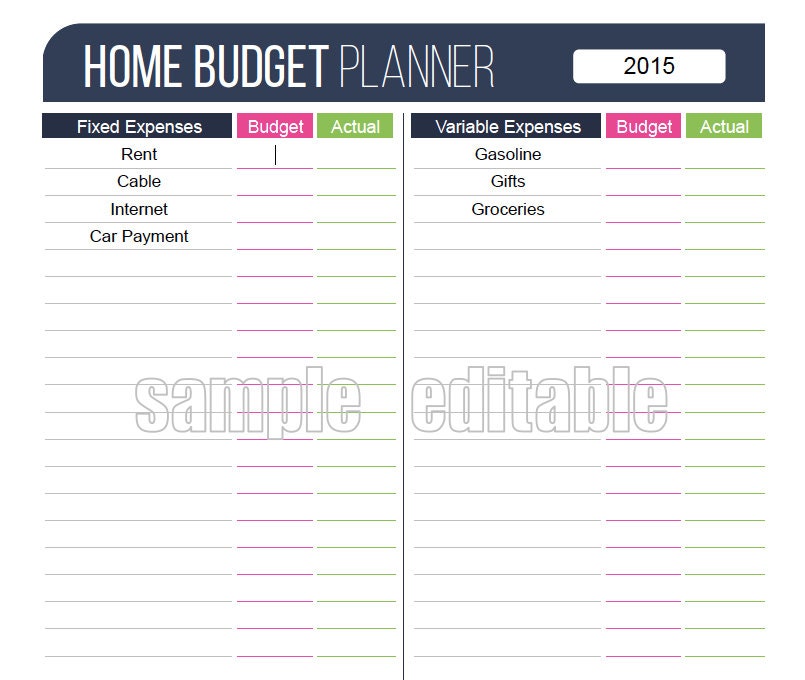Home Budget Planner Worksheet Fillable Personal Finance Organizing ...
