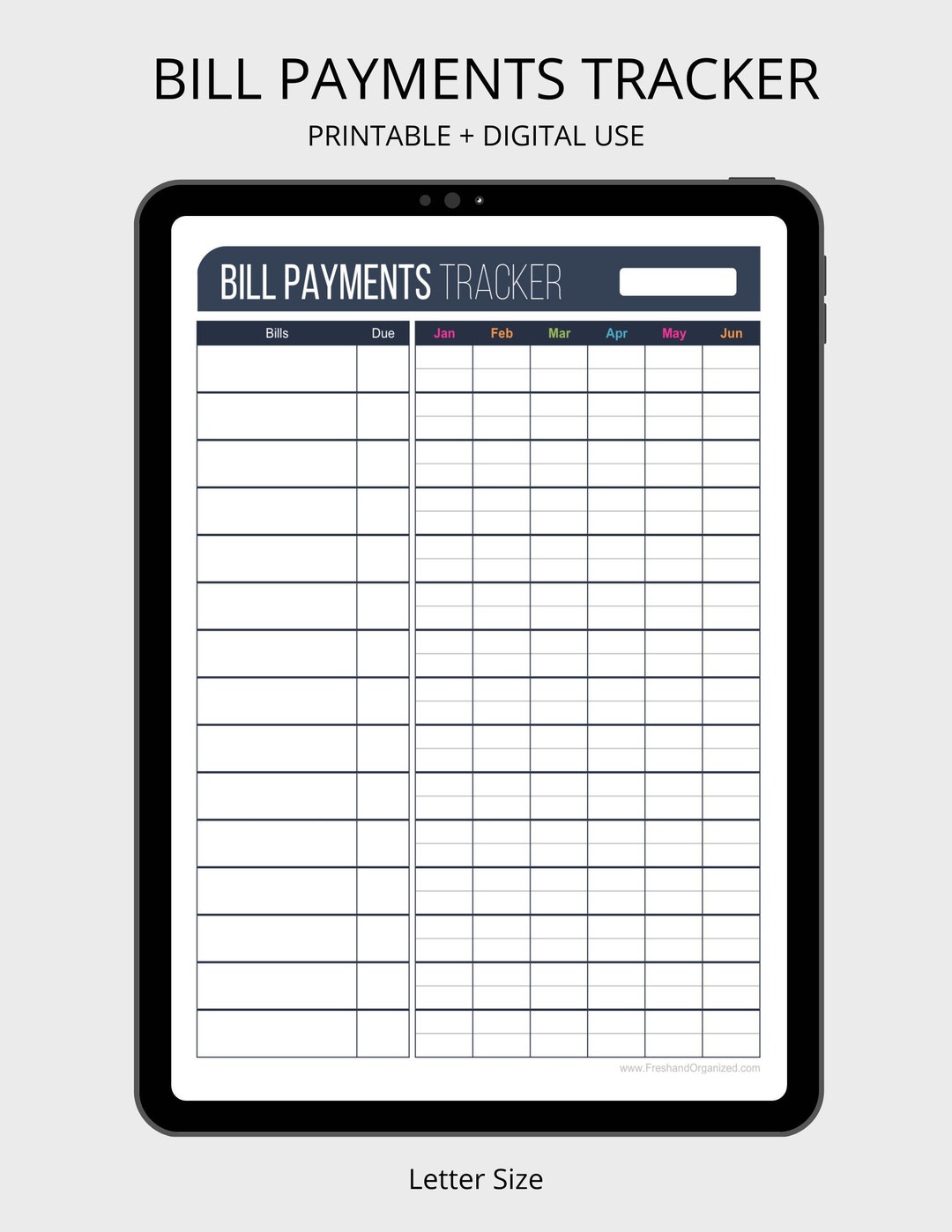 Bill Payments Tracker Plus - Printable PDF, Fillable PDF, Personal ...