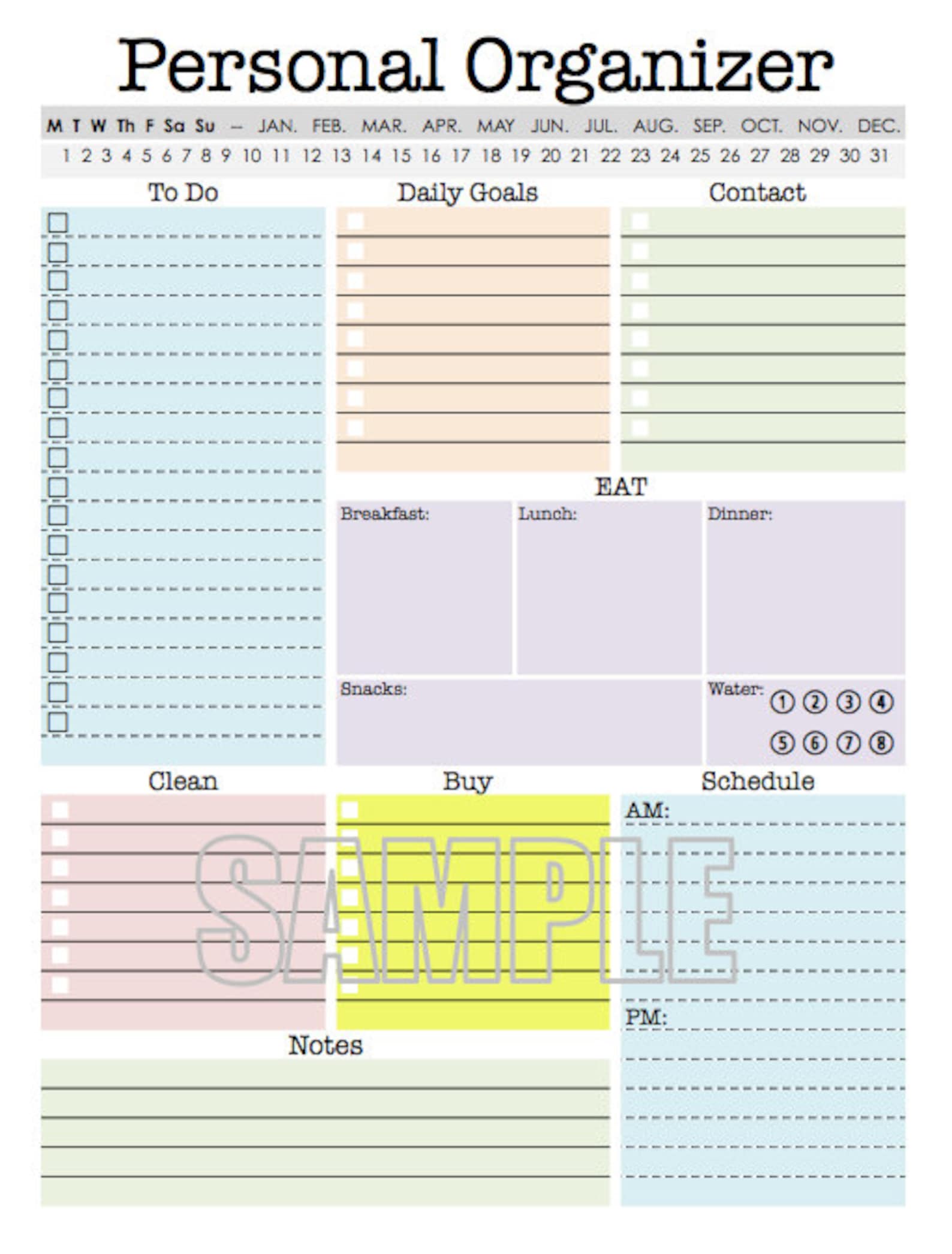 Personal Organizer Daily Planner Weekly Planner to Do - Etsy