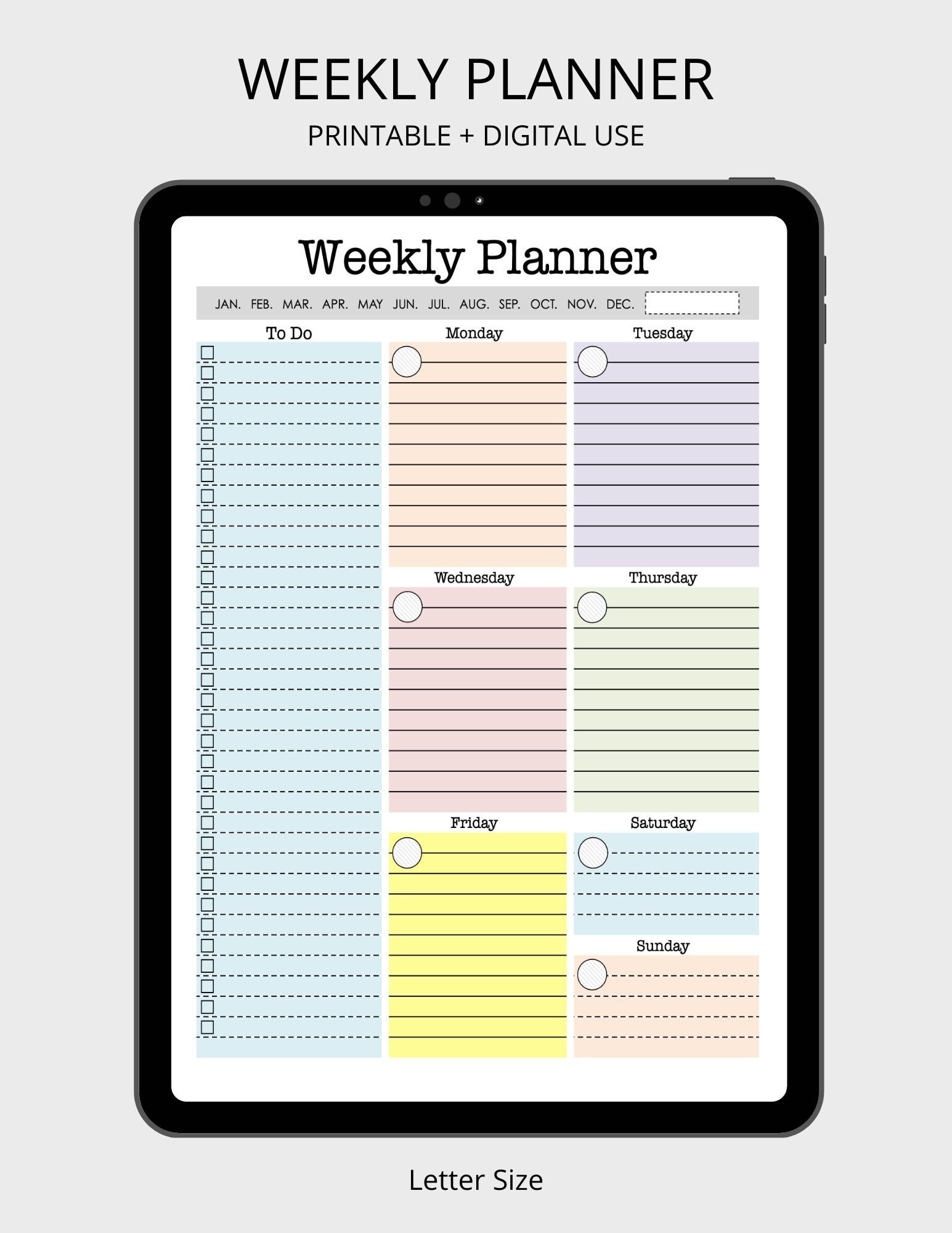 Weekly Planner Page - Printable, Weekly, Organizer, Week at a Glance ...