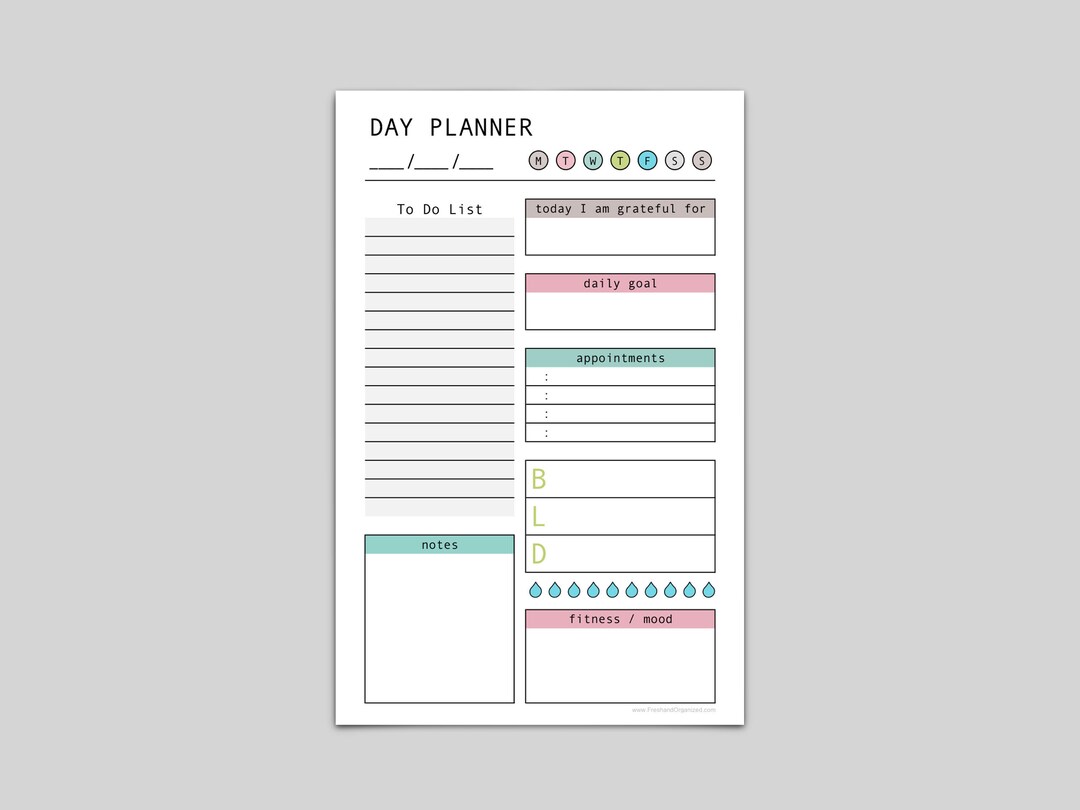 Mini Day Planner Printable Fillable Daily Planner, Weekly Planner, to ...
