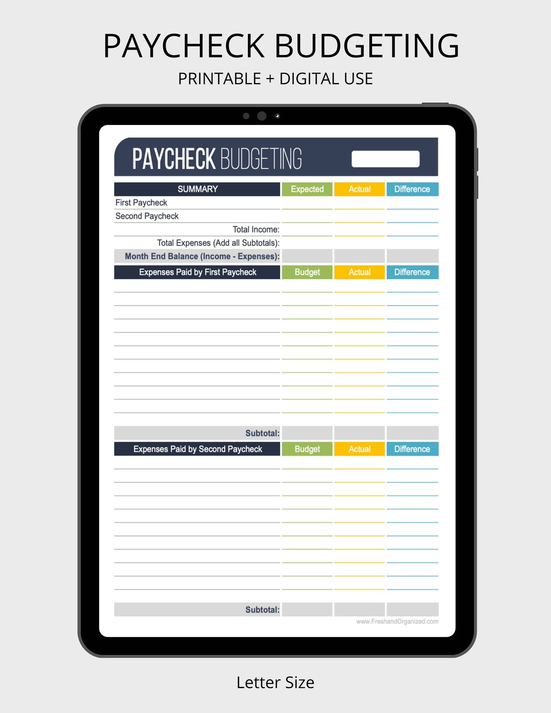 Paycheck Budgeting Worksheet - Fillable - Personal Finance Organizing ...