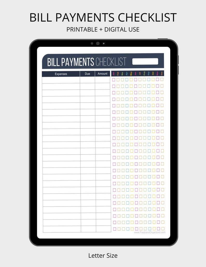 Bill Tracker Printable - Fillable - Personal Finance Organizing Pdf ...