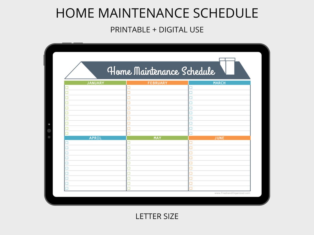 Home Maintenance Schedule - Home Maintenance Calendar - Printable and ...