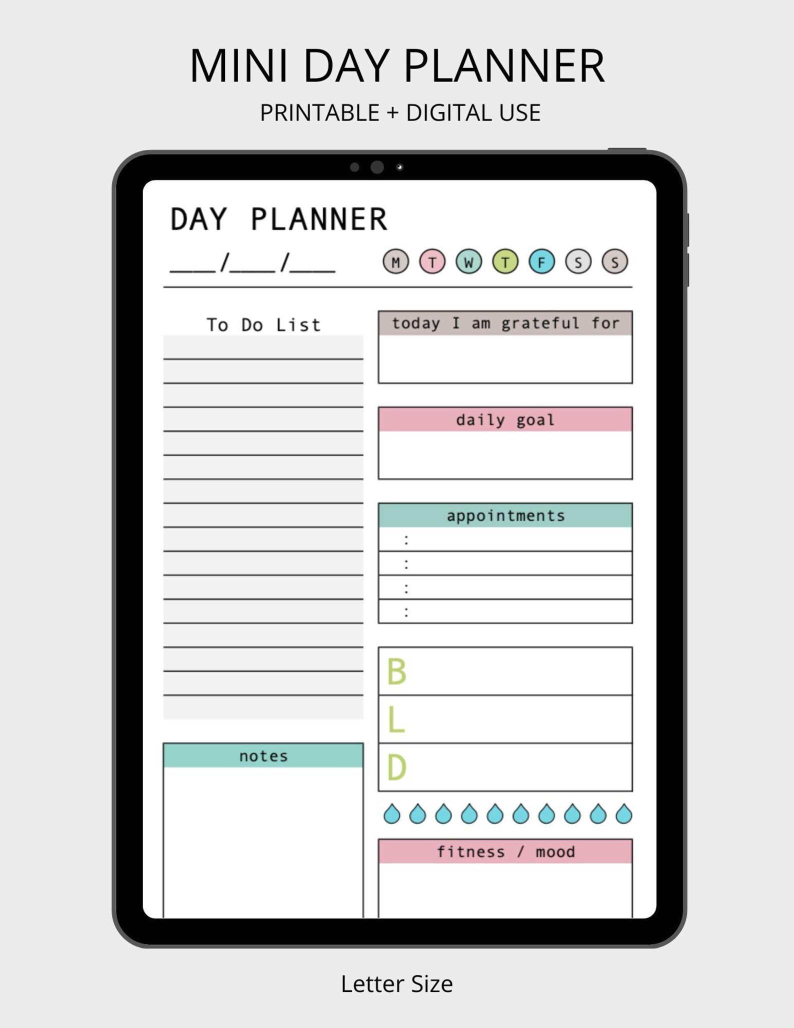 Mini Day Planner Printable - Fillable - Daily Planner, Weekly Planner ...