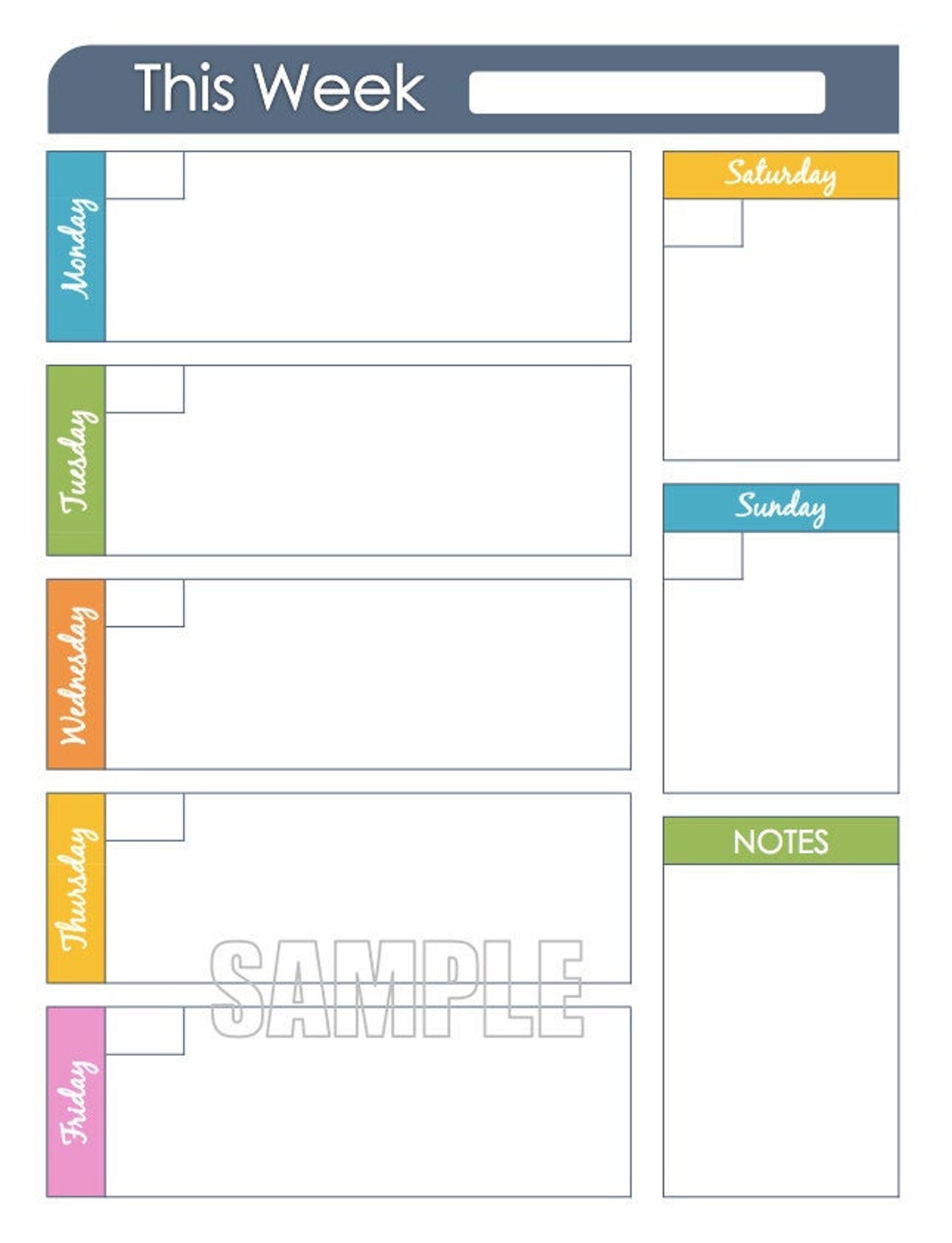 Weekly Planner Printable Fillable Organizing Planner, Week at a Glance ...