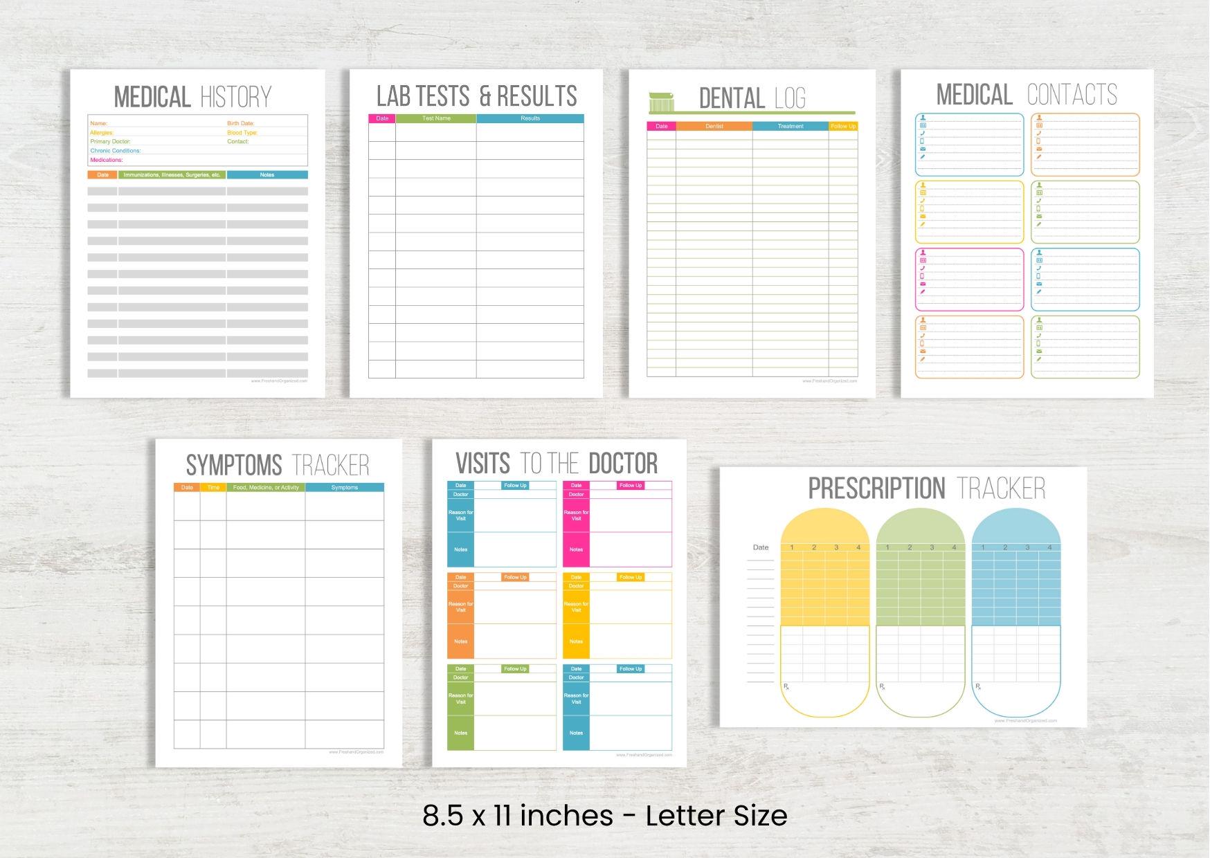 Medical Printables Set - Organizing Printables - Fillable - DIY Medical ...
