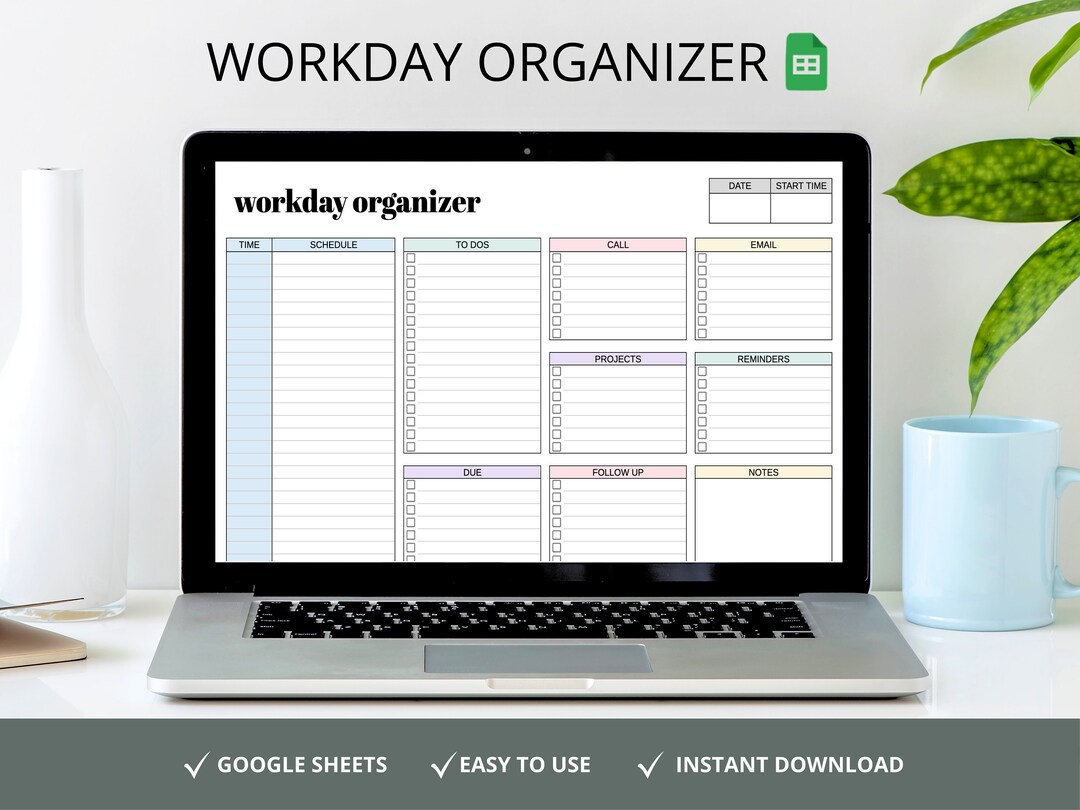 Workday Organizer, Workday Planner, Google Sheets, Office Planner ...