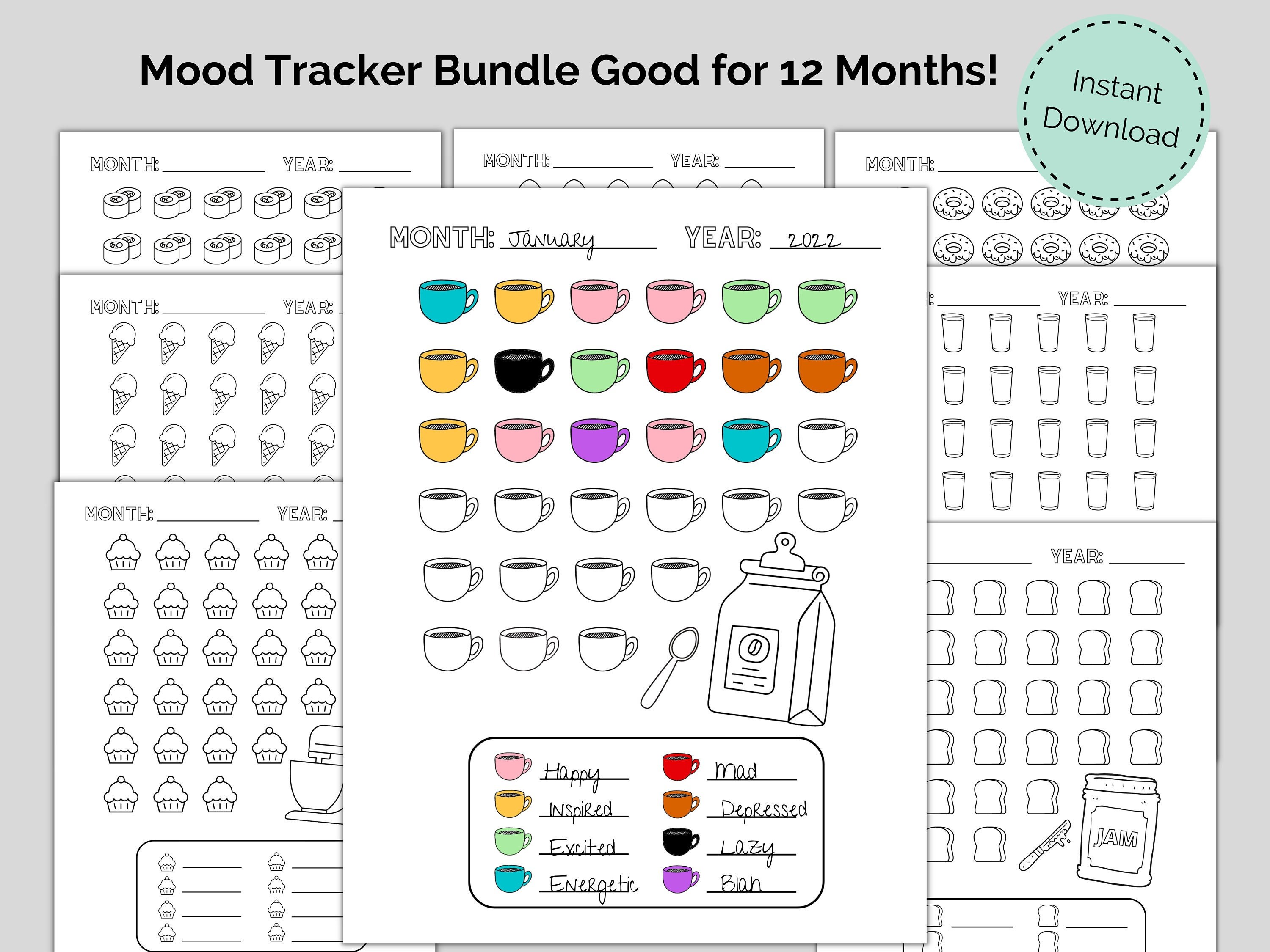 Mood Tracker Printables or Digital Use Mood Tracker Journal Color Your ...