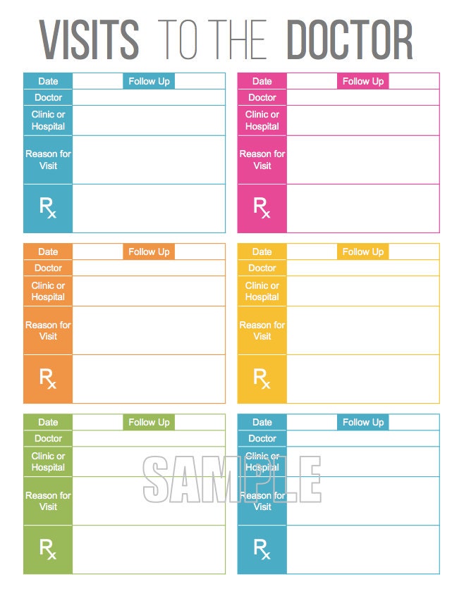Medical Printables Set - Organizing Printables - Fillable - DIY Medical ...