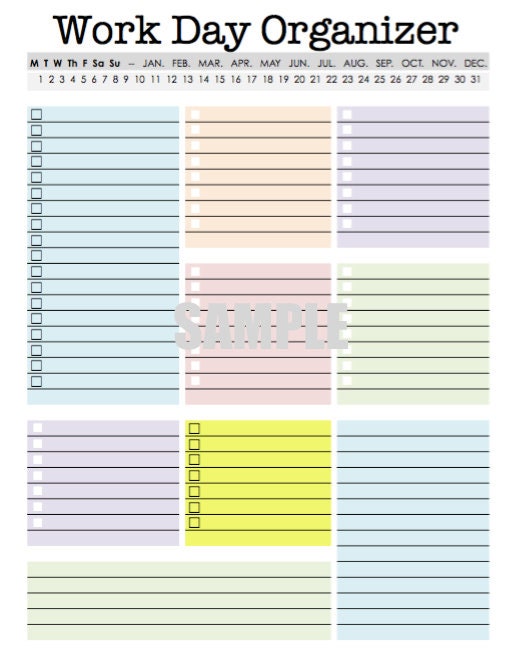 Blank Work Day Organizer diy planner page work planner | Etsy