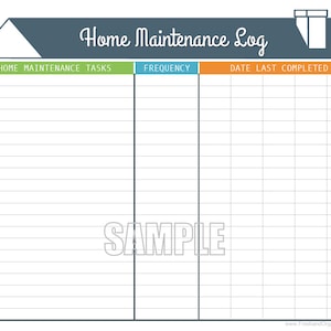 Home Maintenance Log Printable and Fillable Organizing PDF INSTANT ...