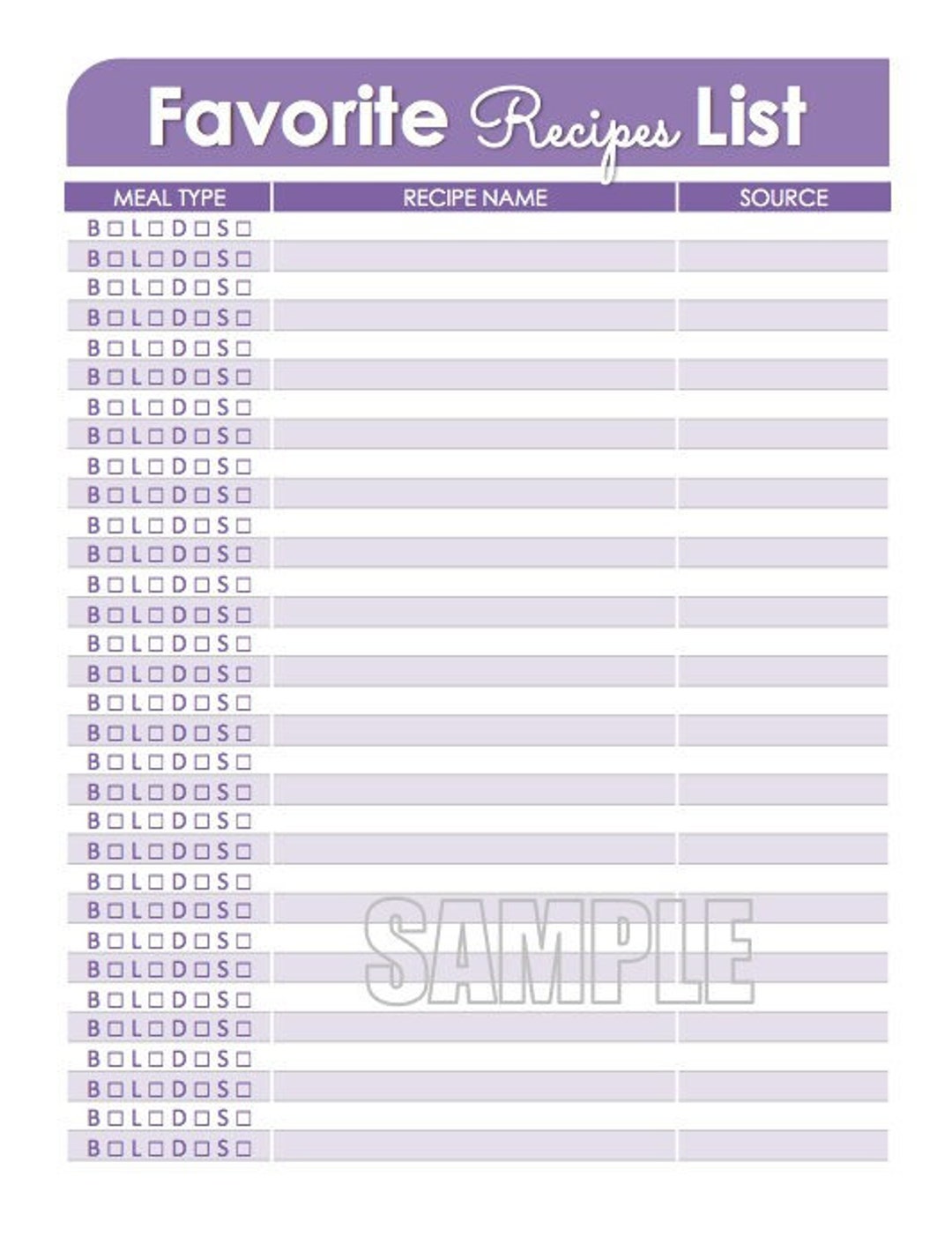 Recipe List Template