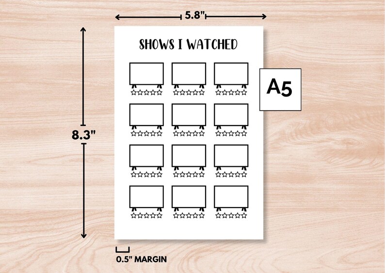 TV Shows Watched Tracker - Printable A5 Bullet Journal Insert - A5 ...