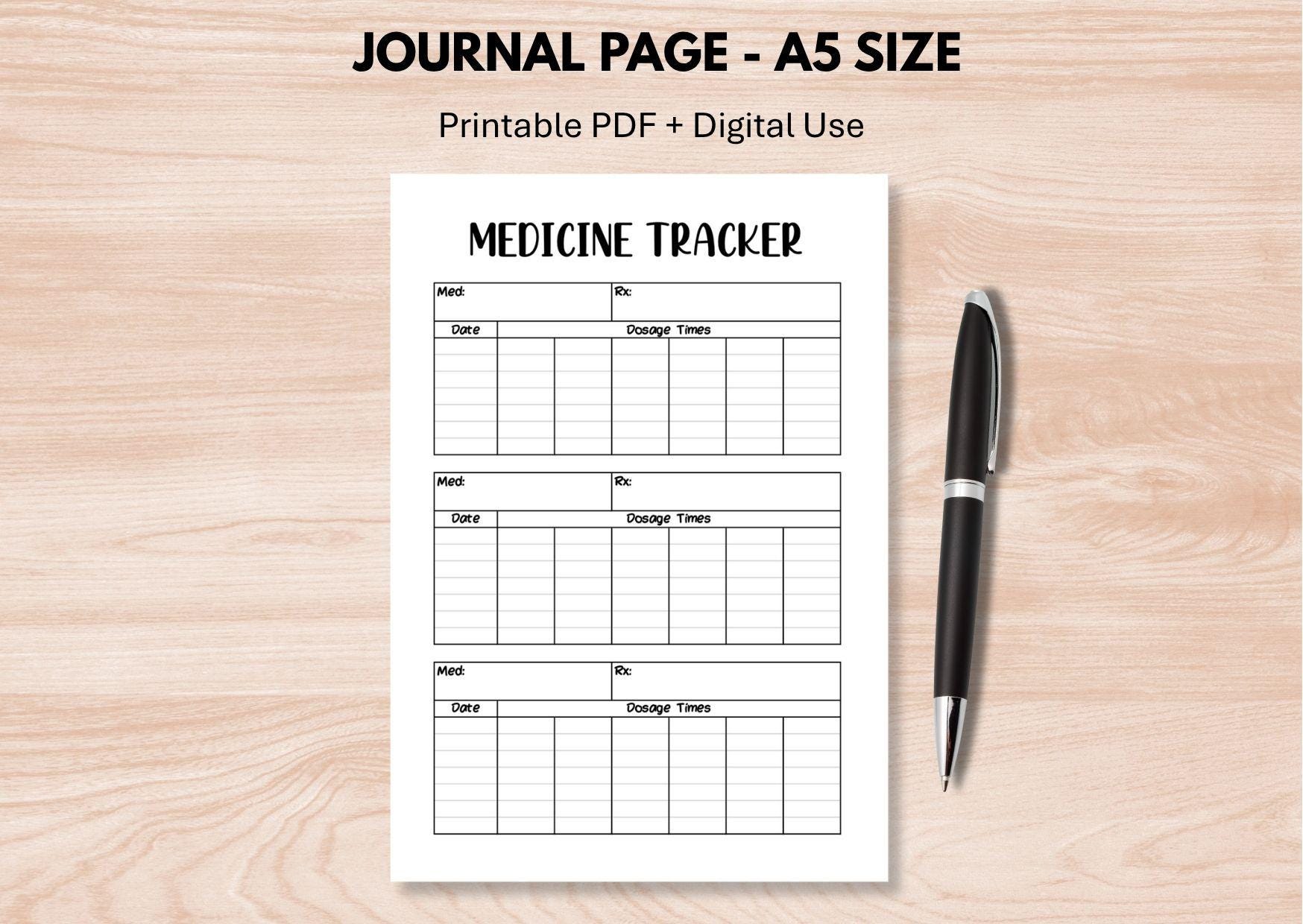 Medicine Tracker Printable - Prescription Tracker - Bullet Journal ...